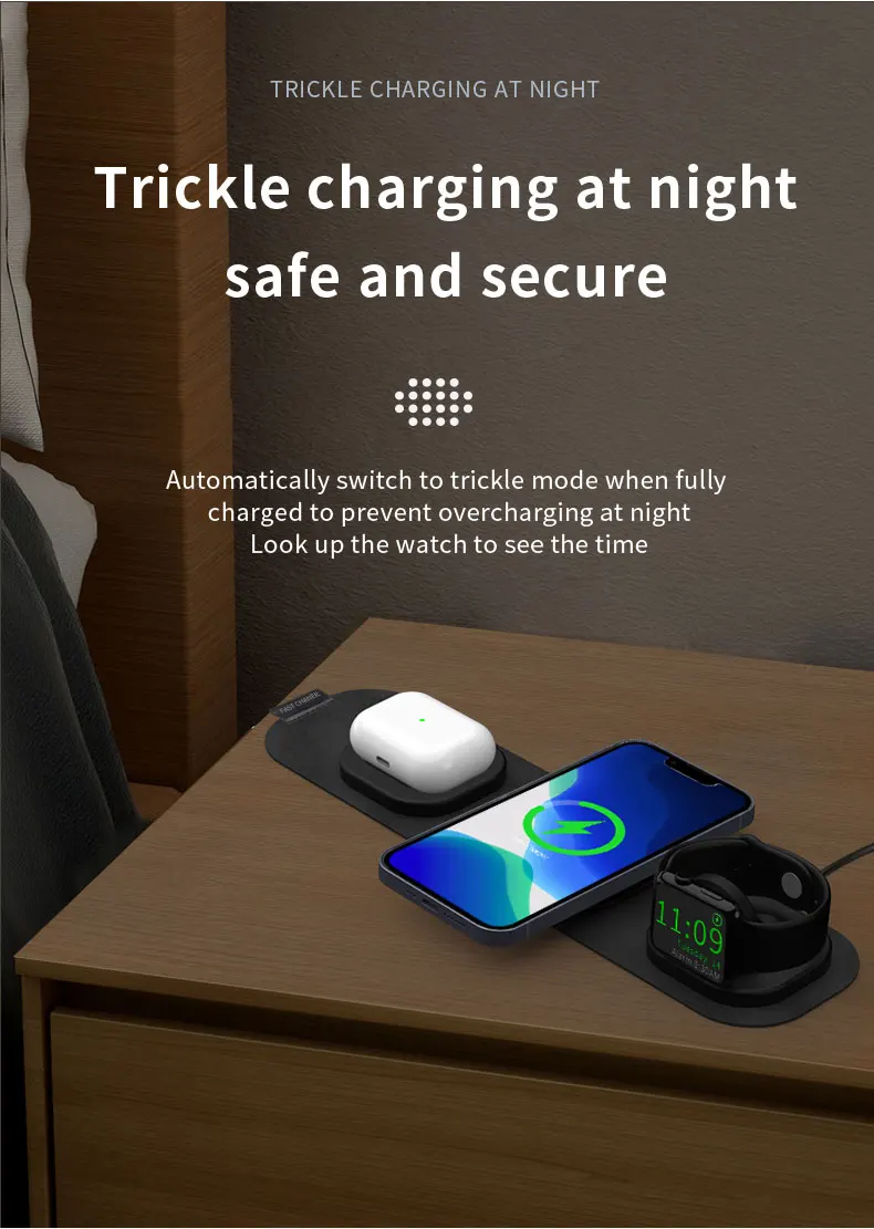 Portable Folding 15w Fast Charging 3in1 Qi Wireless Charger Stand Dock ...