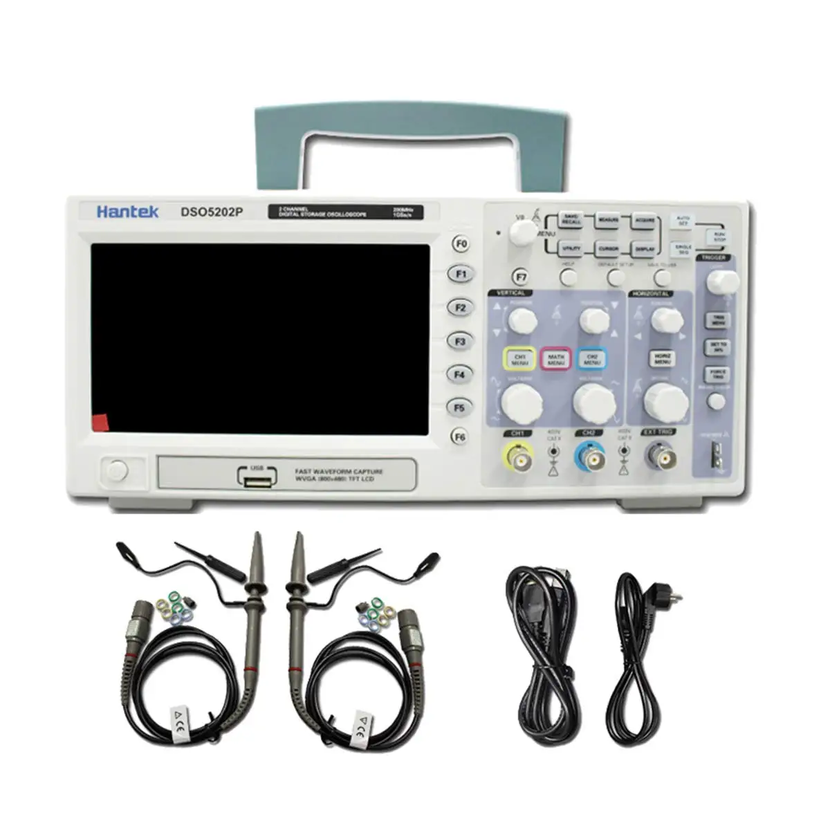Digital Oscilloscope 200mhz Hantek Dso5202p Bandwidth 2 Channels Pc Usb ...