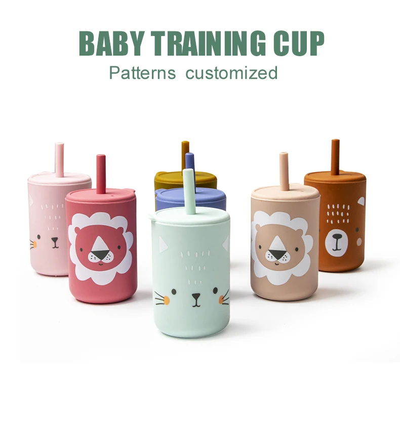 Bpa Free Cartoon Design 6 Months Silicone Sipping Sippy Cups Baby Cups ...