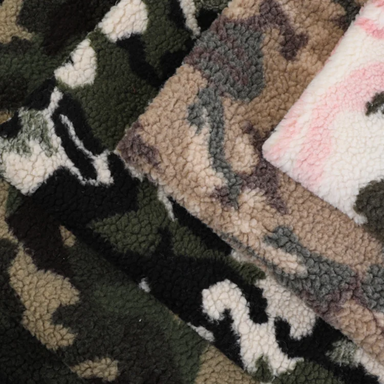 Camouflage Style Faux Fur Lamb Sherpa Fleece Fabric 100ppolyester ...