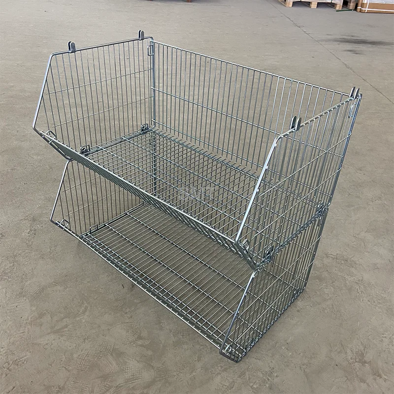Supermarket Promotional Metal Stackable Rack Display Bins Wire Storage ...
