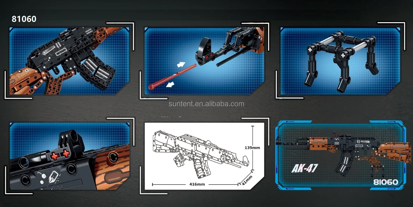 Rifle Model Guns Building Blocks Toy Set Diy Ak47 Assemble Bricks Gun ...