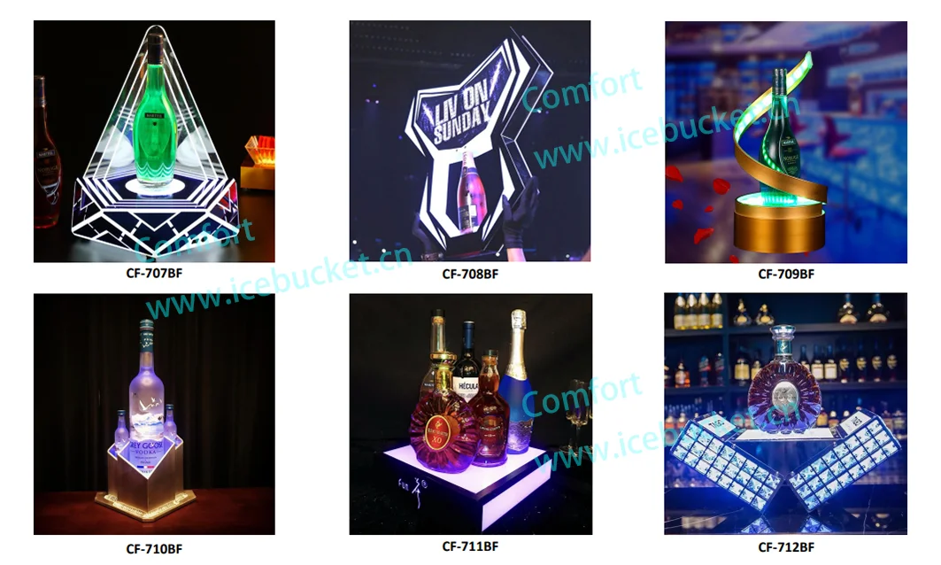 Rechargeable Plastic Acrylic Night Club Bar Lighted Liquor Beer Wine Whiskey Bottle Holder Stand ...