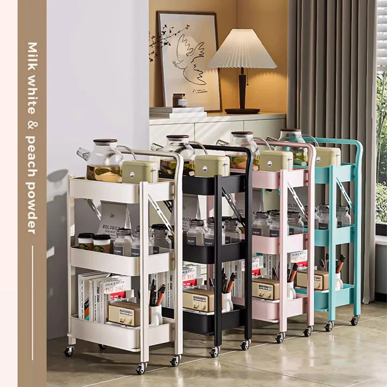 Rolling Storage Serving Shelf Organizer Mobile Multi-layer Floor ...