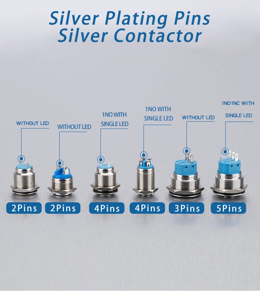 Abilkeen U Series Diameter 19mm Button Switch Connection Mode Pin ...