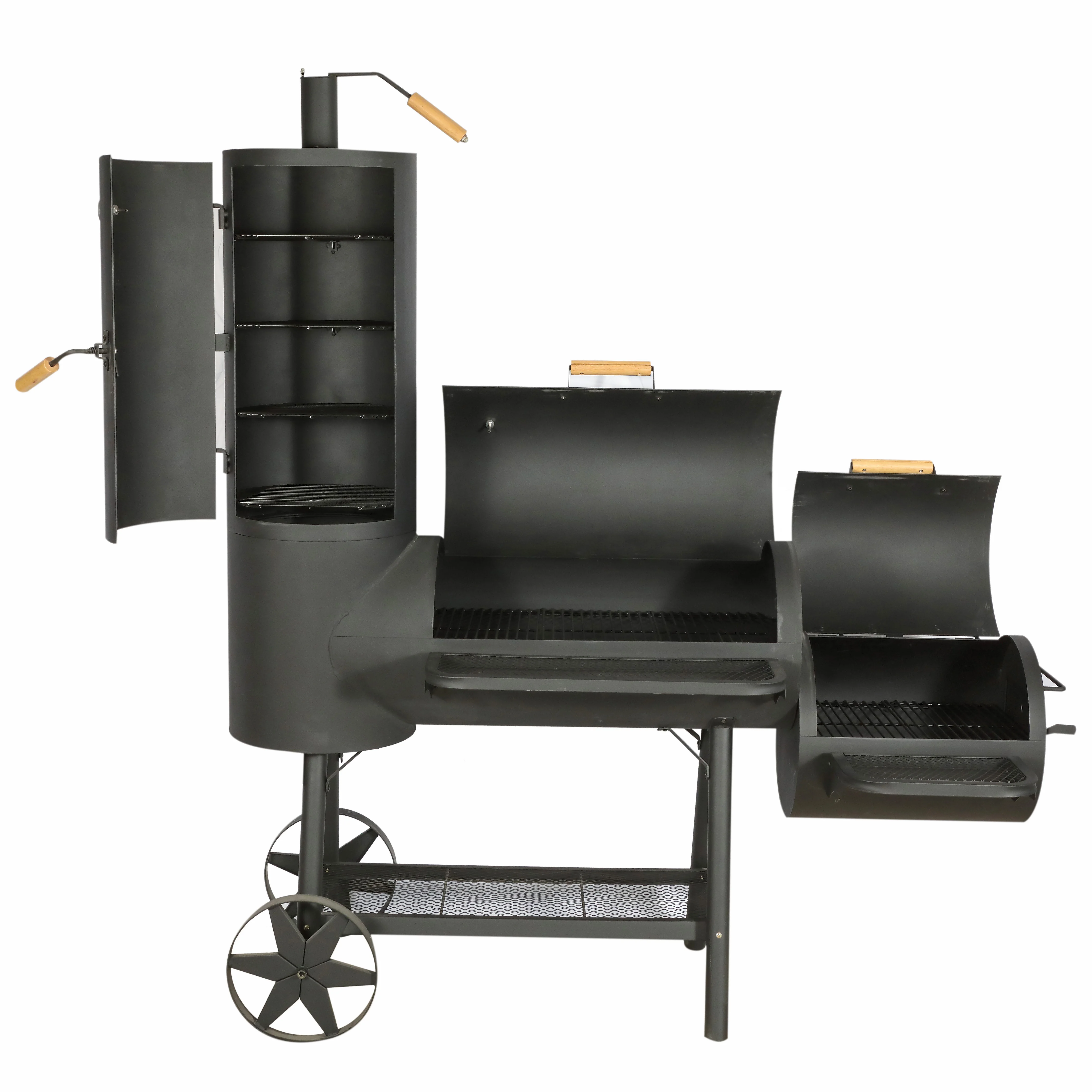 Easily Assembled Steel Vertical Charcoal Smoker & BBQ Grill Outdoor