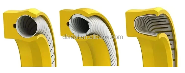 PTFE Filled Carbon Rotary Shaft Seals Meander Spring Energized Lip Seal ...