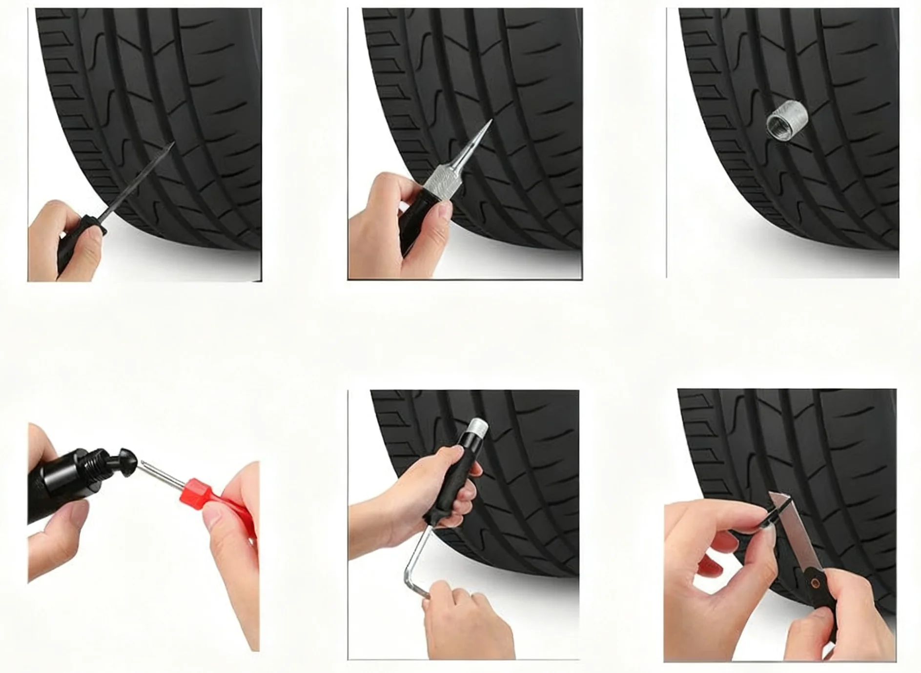 Car Motorcycle Tire Repair - Emergency Mushroom Plug Kit