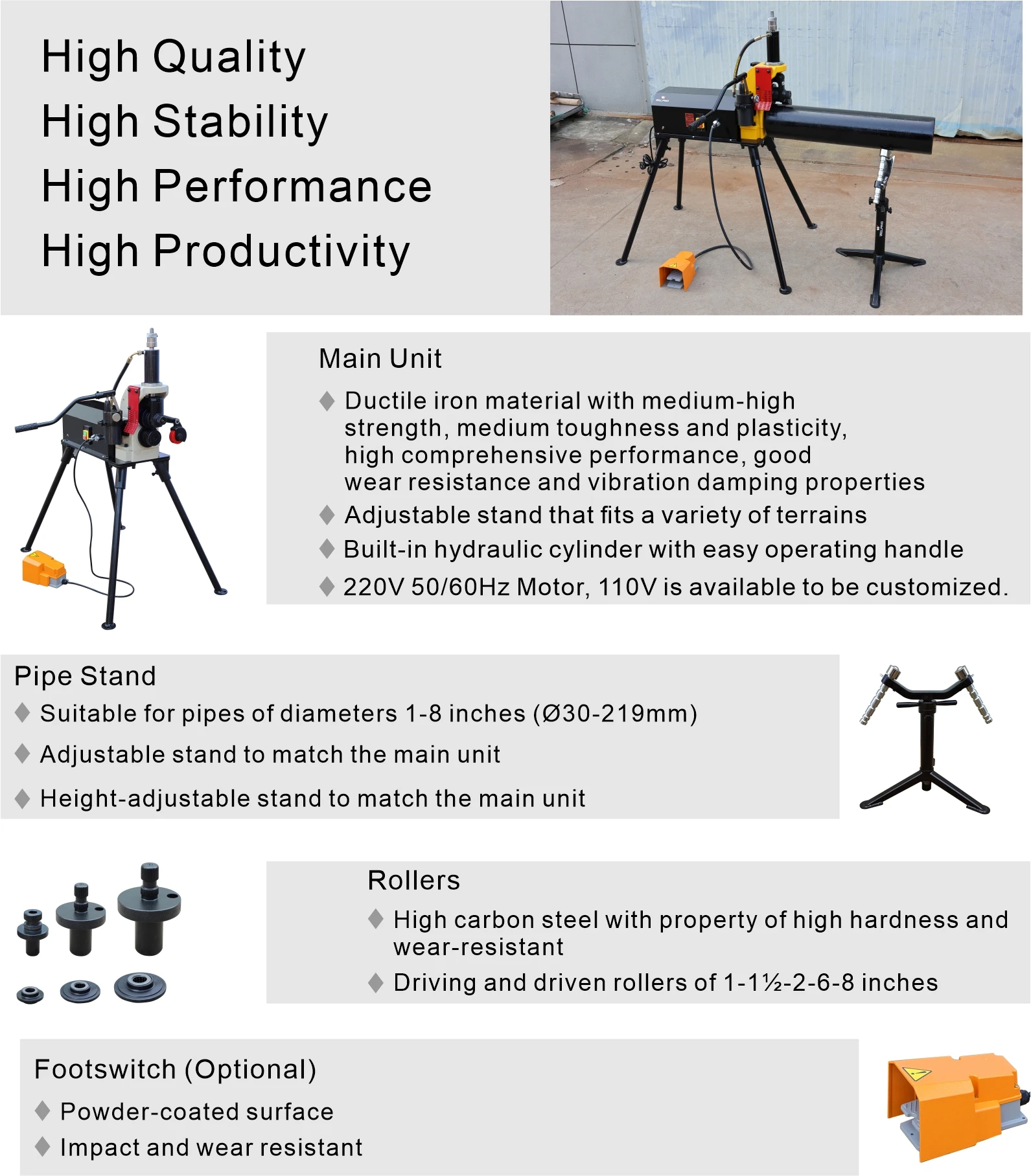 8" Sch 40 Roll Grooving Machine Pipe Groover for Sale