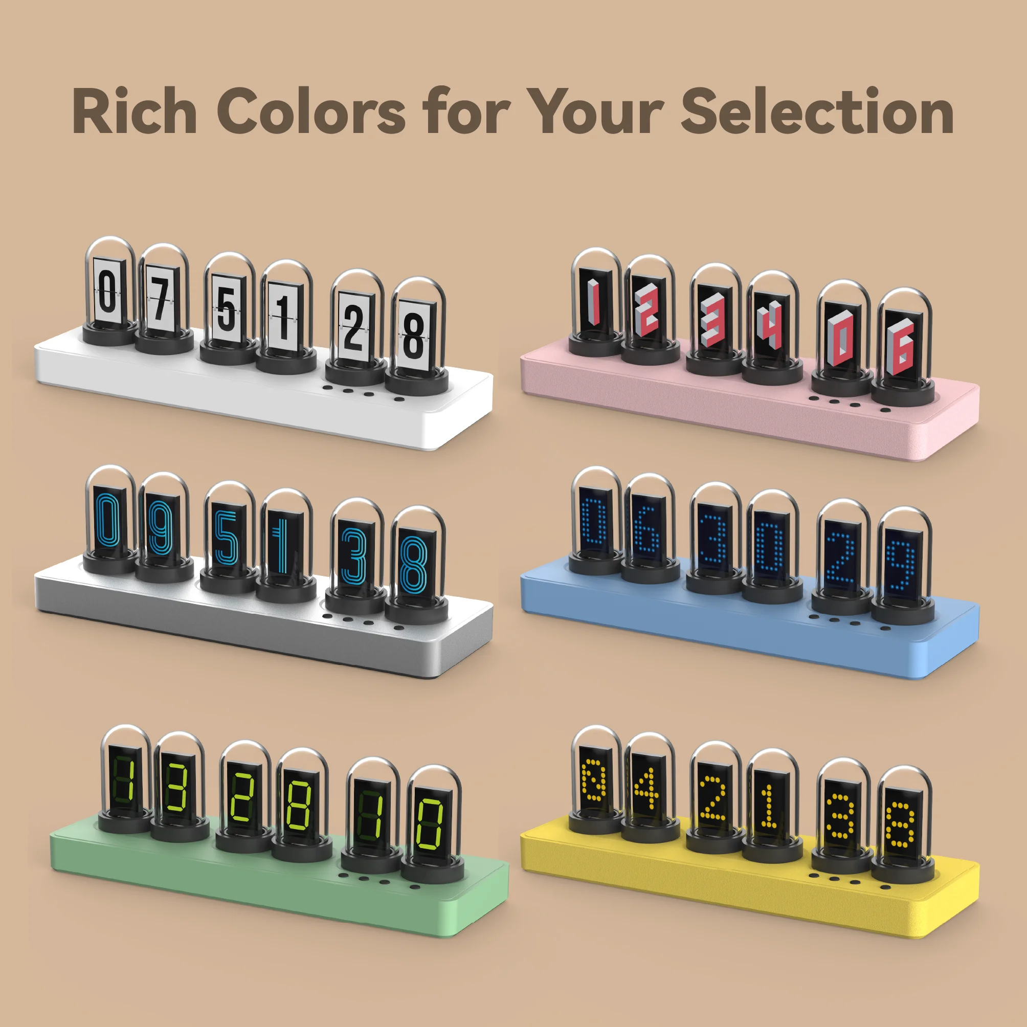 Mini LED Multifunction Nixie Clock Night Light - APP Controlled