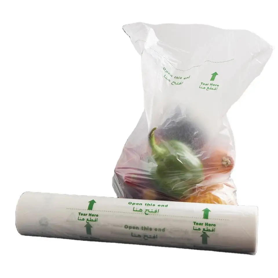 Supermarket Customize Plastic Hdpe Produce Bag Roll 12" X 20" Clear ...