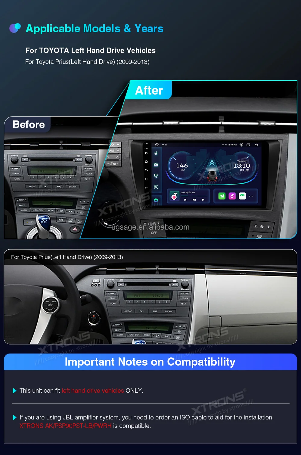 Xtrons 9" Android 12.0 Ips Dsp Multimedia Car Stereo For Toyota Prius ...