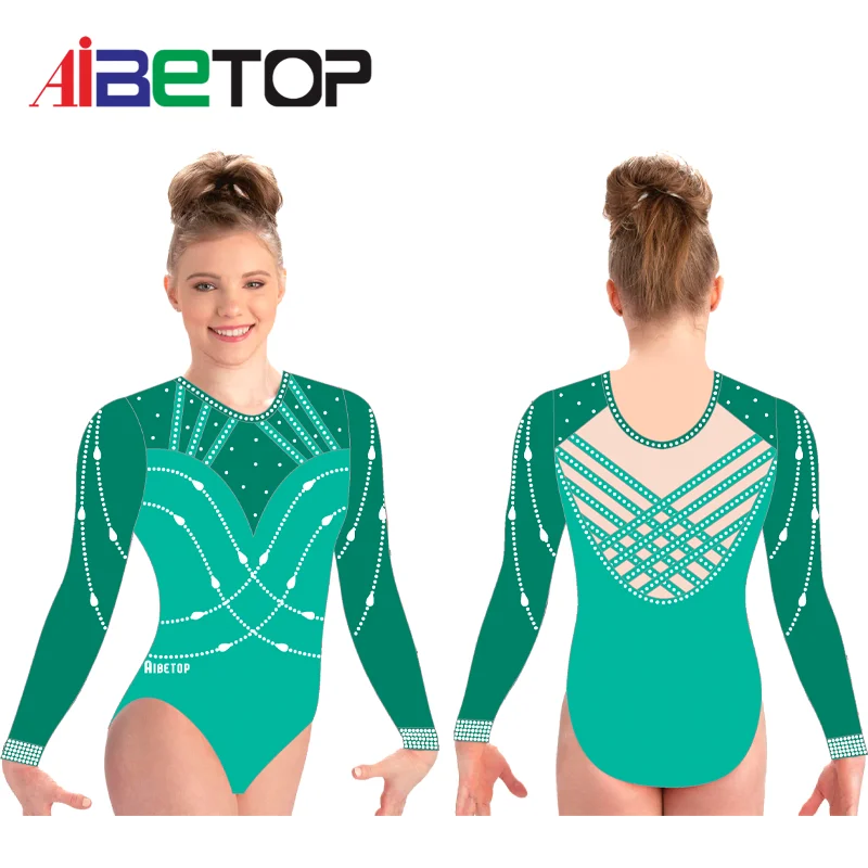 Long Sleeves Gymnastics Leotards Custom Spandex Fabric Leotard Girls ...
