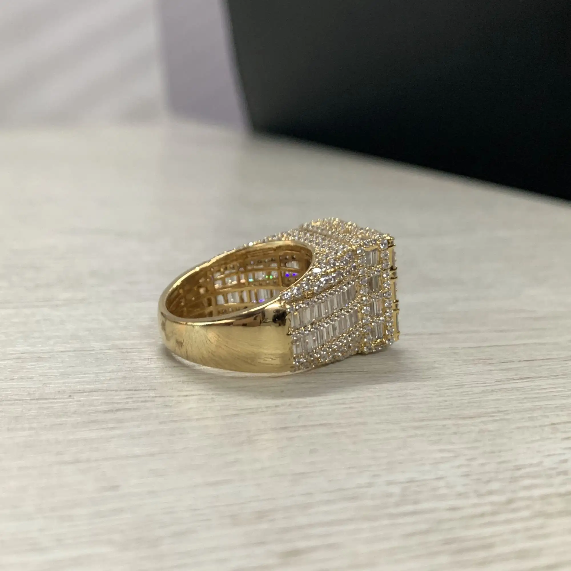 New Trendy Square Shape Custom Hiphop Silver Plated Rapper Ring With ...