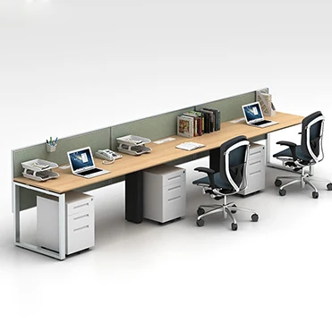 Modern Luxury Office Furniture 3-Person Desk with Cubicles - OEM