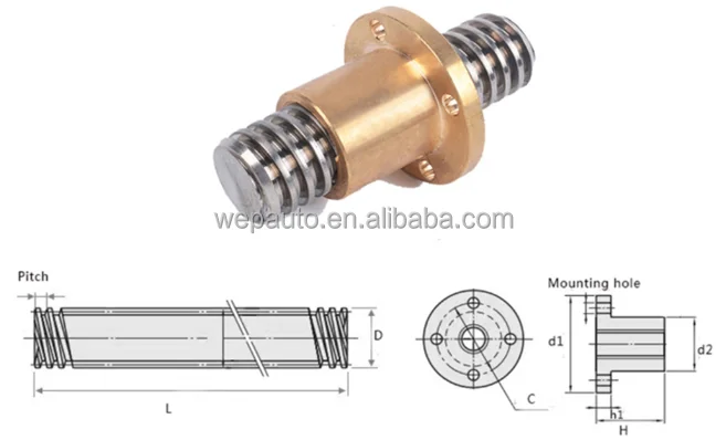 Stainless Steel Tr8 Trapezoidal Screw Threaded Rod Pitch 1mm 2mm 4mm ...