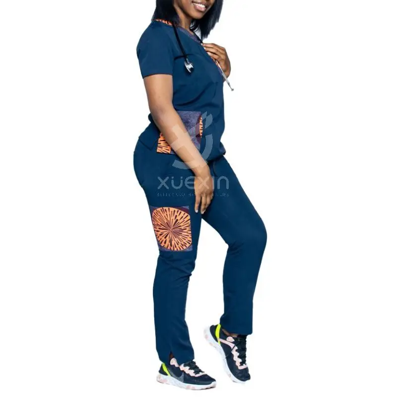 Medics African Print Scrubs Tops and Pants - Women's Sets