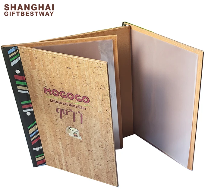 Custom Pu Metal Holder Wood Menu Cover Restaurant Quality