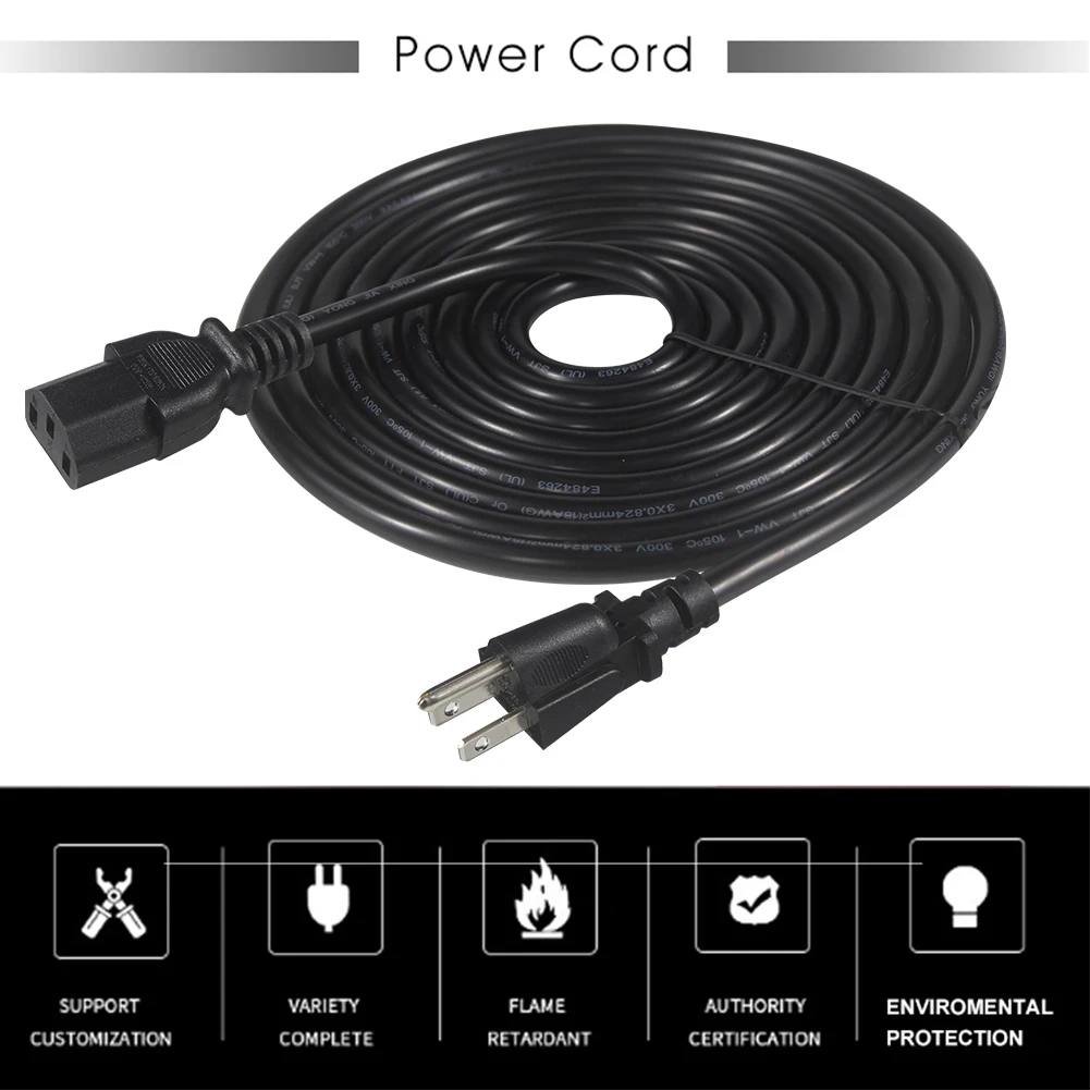 6 Feet Sjt Svt 18awg 16awg Black Nema 5-15p Us Plug 3 Pin Plug To Iec ...