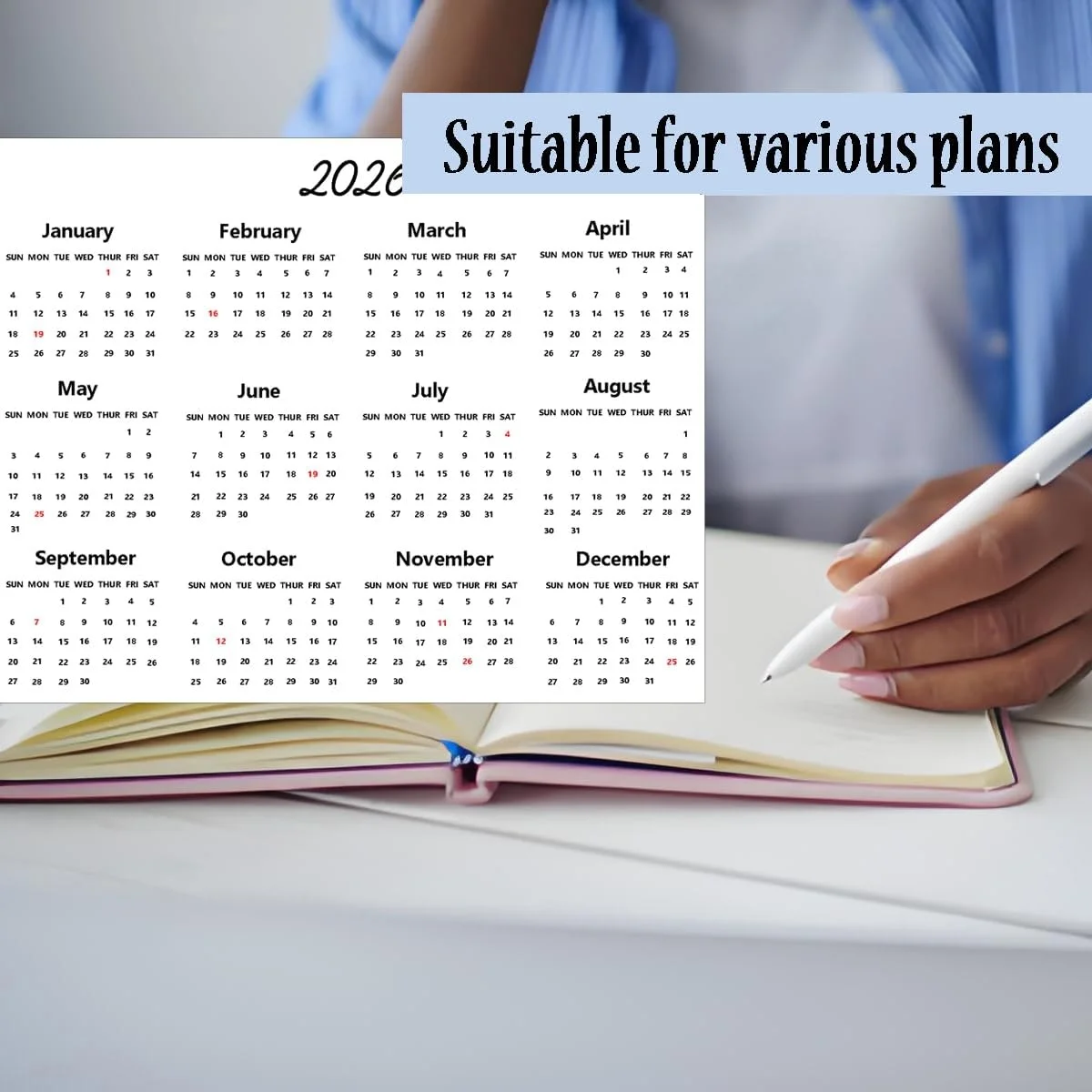 2026 Mini Month at a Glance Calendar Planner Stickers 5x7 Inch ...