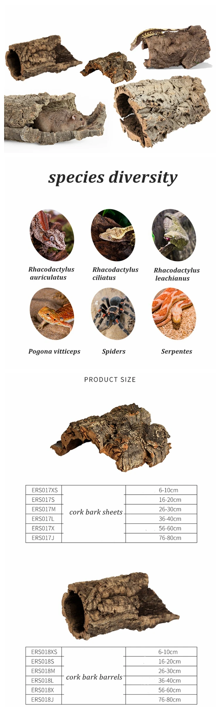 Sustainable Reptile Hiding Caves - Natural Cork Bark