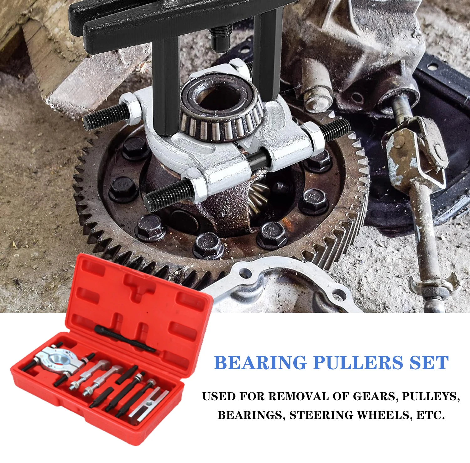 Gearbox Bearing Puller Tool Kit - 9-Piece Double Disc Extractor for ...