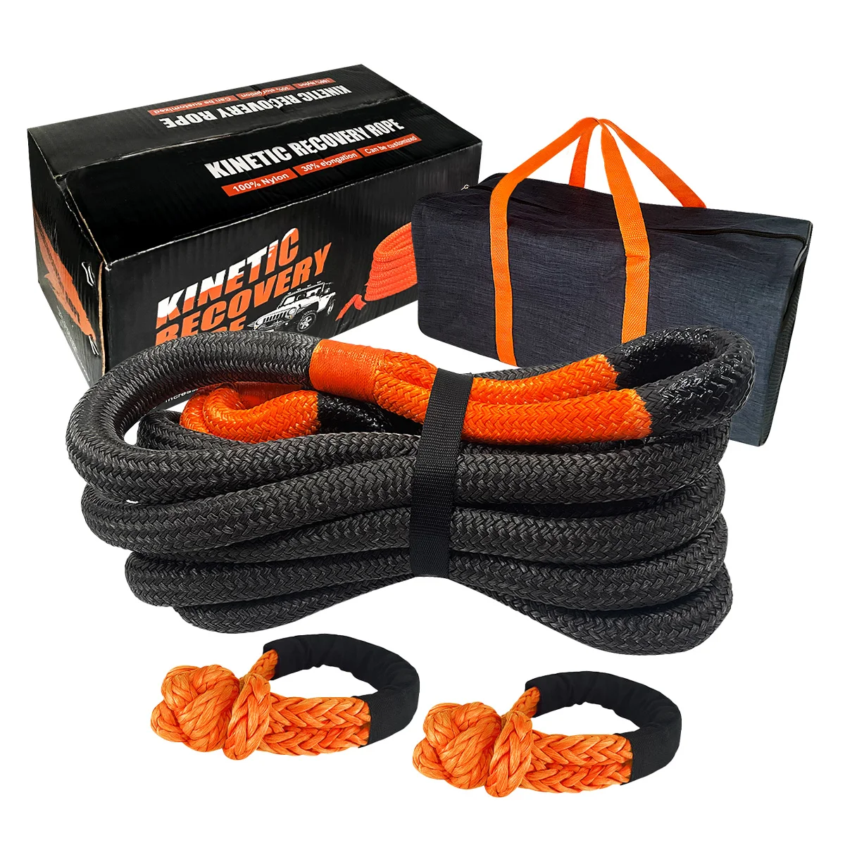 4x4 Off-road Kinetic Recovery Rope Double Braided Nylon Towing Rope Kit ...