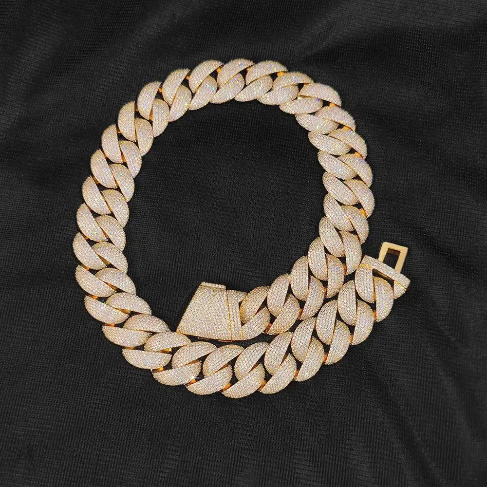 22mm Iced Out Full Diamond Cuban Link Chain Necklace For Women