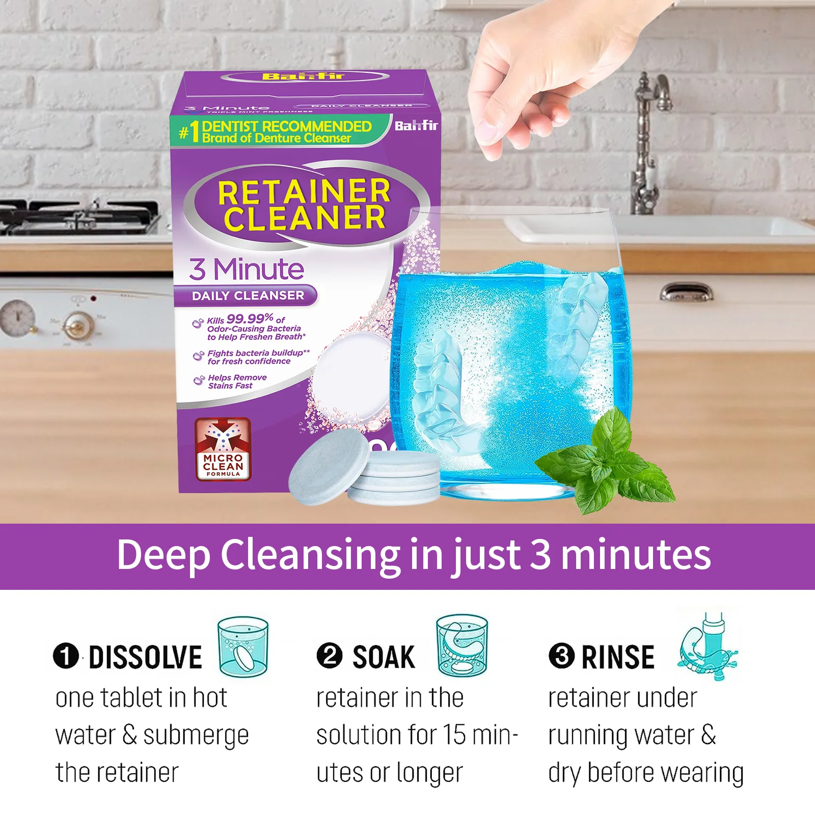 OEM Ratainer Denture Care Tablets Approved Stain Remover and Cleaner for Efficient Denture ...