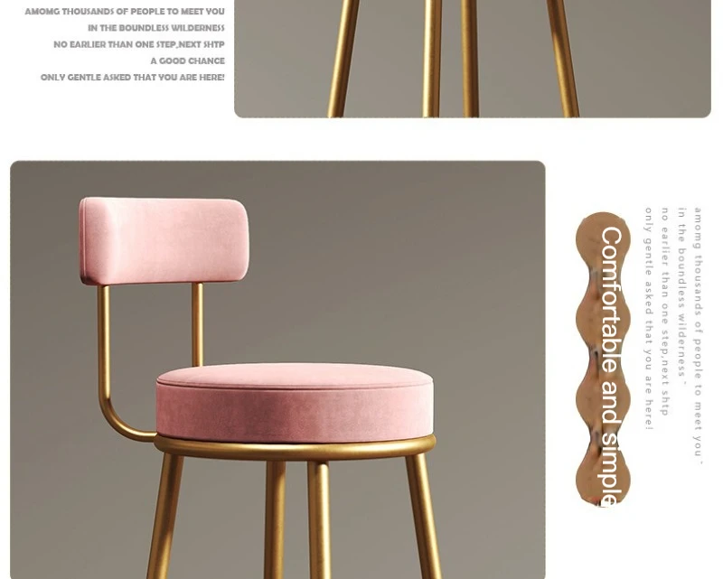 Luxury Modern Minimalist Design bar Stool High Chair Metal Frame Chair ...