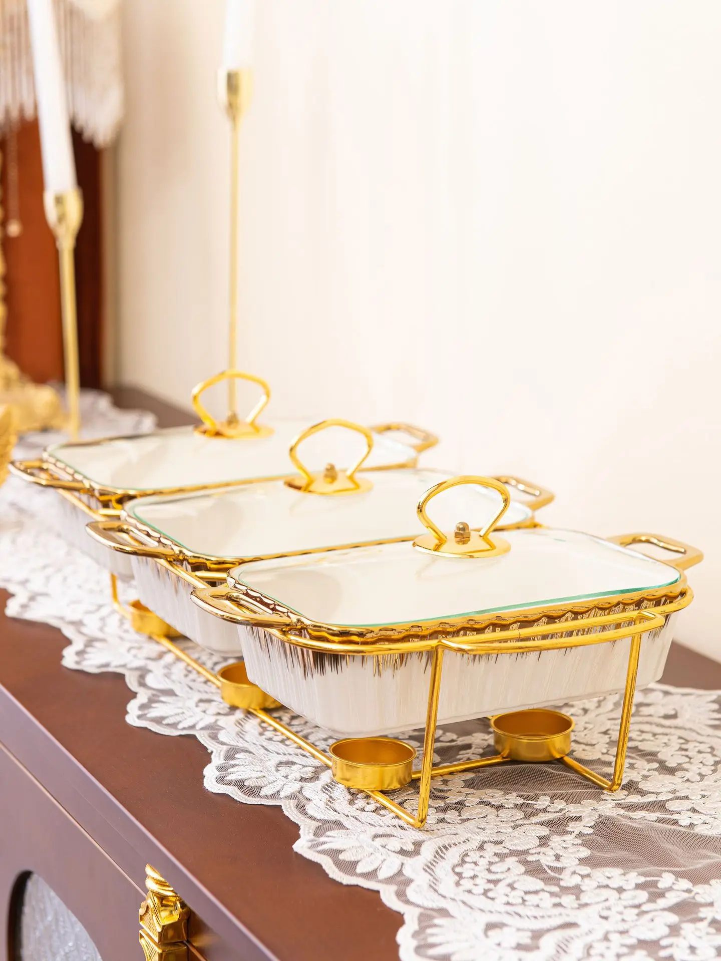 Pink Food Display Warmers Buffet Decorative Fancy Chafing Dish Buffet ...