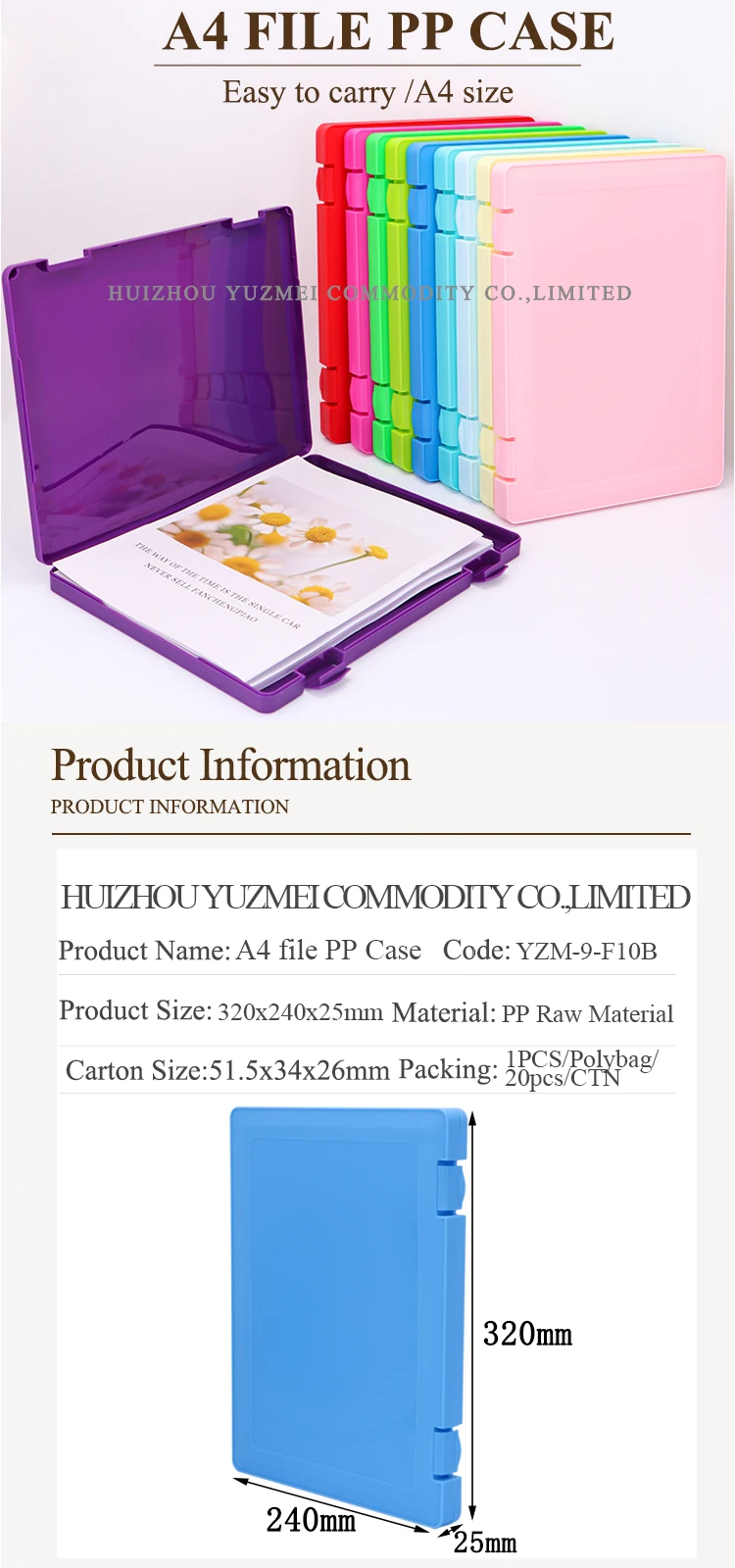 Colorful A4 Size Plastic Paper Storage Plastic Office Storage File Box ...