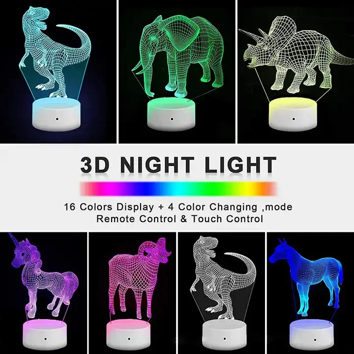 Anime Customized Pattern Bear Lamp 3D Illusion Holiday Gift Home ...