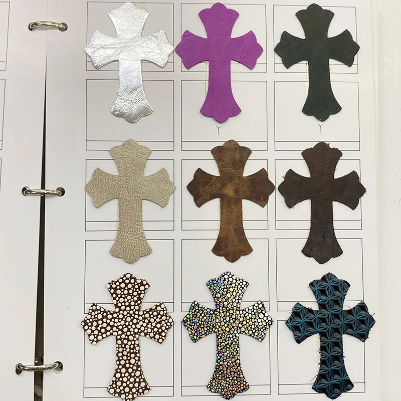 Genuine Sheepskin Leather Patches with Cross Shaped Labels