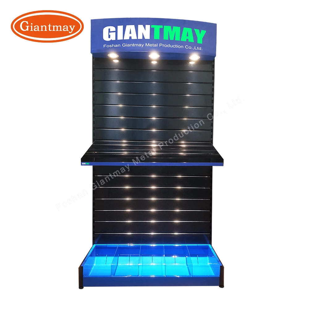 Metal Slatwall Retail Shop Accessories Display Rack With Bottom Box ...