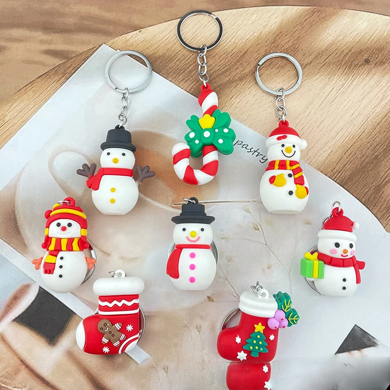 Cartoon Santa Doll Christmas Decorations Key Chain Cute Snowman Key ...
