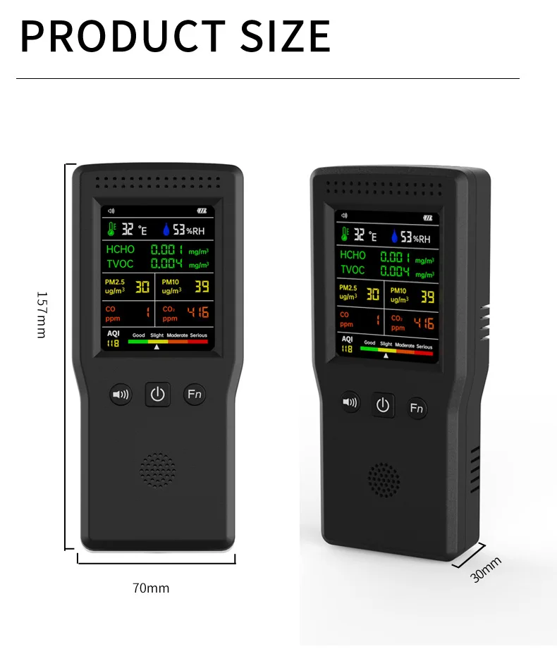 9 in 1 Handheld Air Quality Detector Temperature Humidity PM2.5 PM10 ...