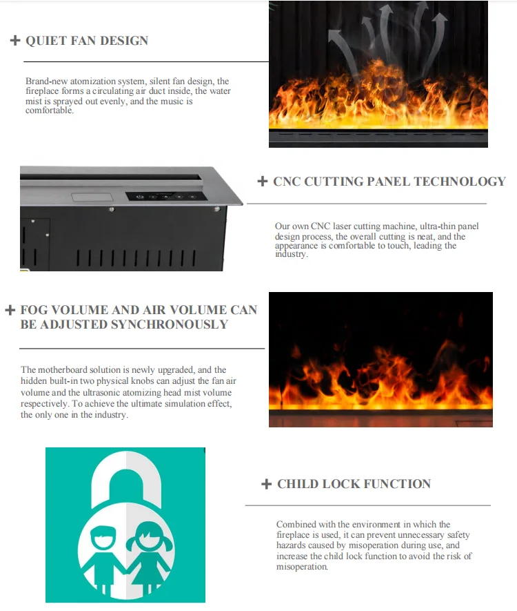 Modern Slim Line Electric Fireplace with 3D Atomization