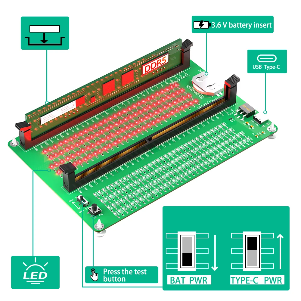 Ddr5 Rdimm Udimm Memory Tester Desktop Computer Ddr5 Memory Test Card