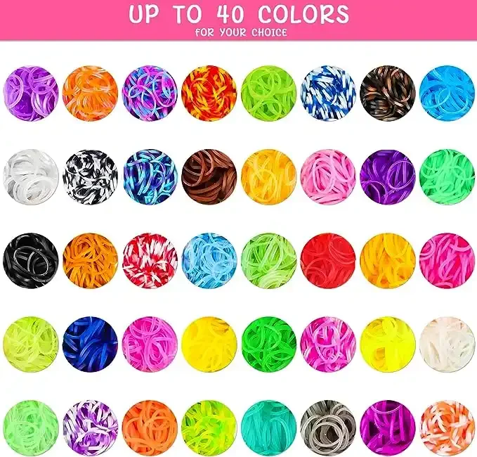5000+ Rubber Loom Bands Starter Kit 40 Colors Loom Bands Kit For Diy ...