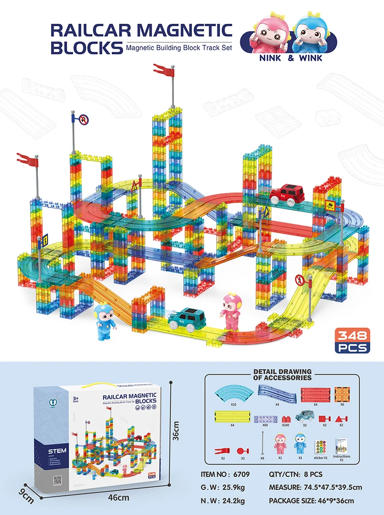 Magnetic Track Car Toy Set Magnetic Tiles Magnetic Building Blocks Set ...