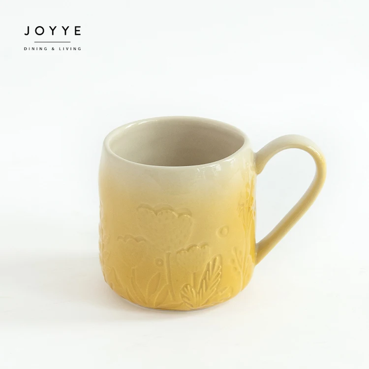 Joyye New Design Embossed logo Ceramic Water Mug Colorful Gradient ...