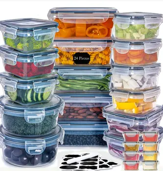 24 Pack Plastic Leak-proof Bpa-free Food Storage & Containers Set For ...