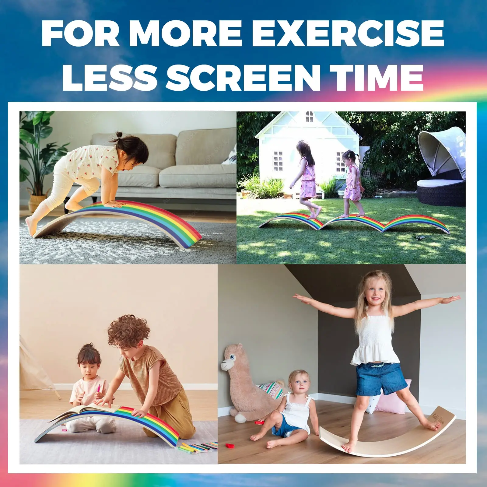 Wooden City Curvy Rocker Balance Board Toys for Yoga and Exercise ...