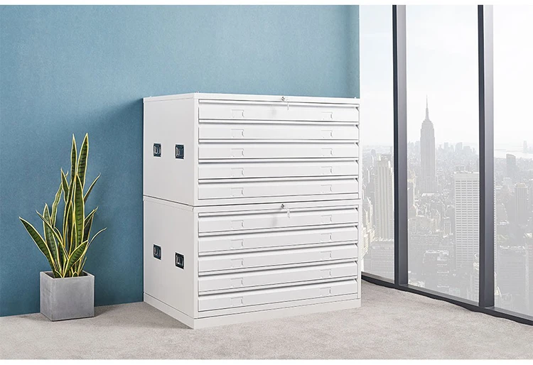 Modern Office File Drawer Cabinet - Stainless Steel Filing