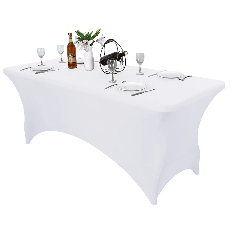 Custom Color 6Ft Rectangular Fitted Table Cover High Elasticity Spandex ...