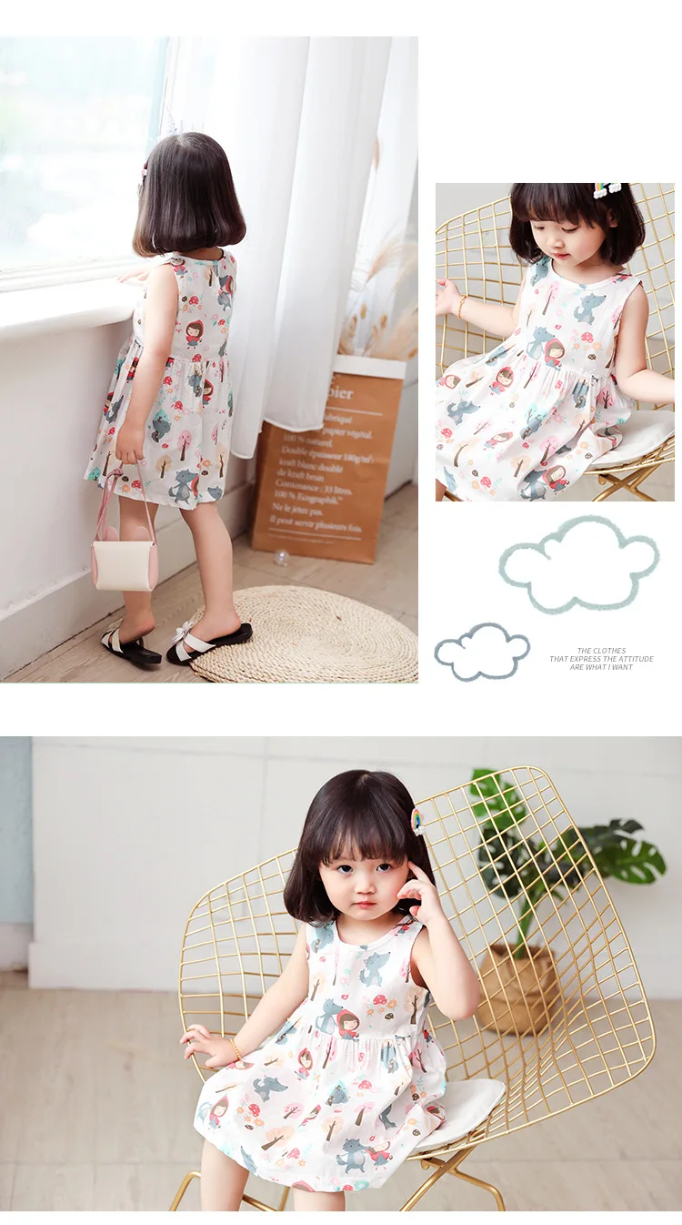 Factory Wholesale Floral Cartoon Print Girls Dress 100% Cotton Flower ...