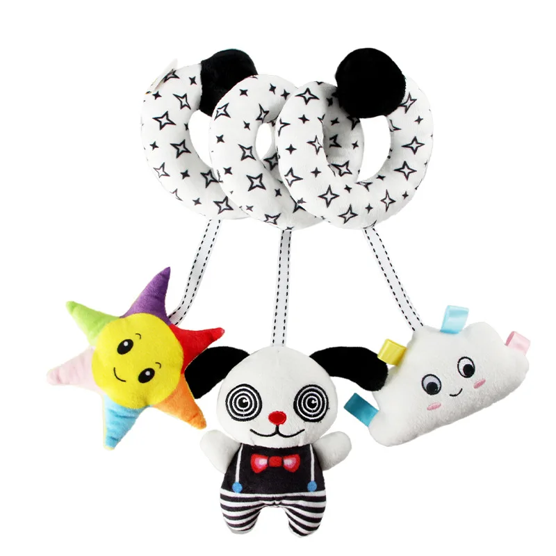 Newborn Crib Mobile Plush Sensory Toy Black White Baby Crib Cot Pram ...