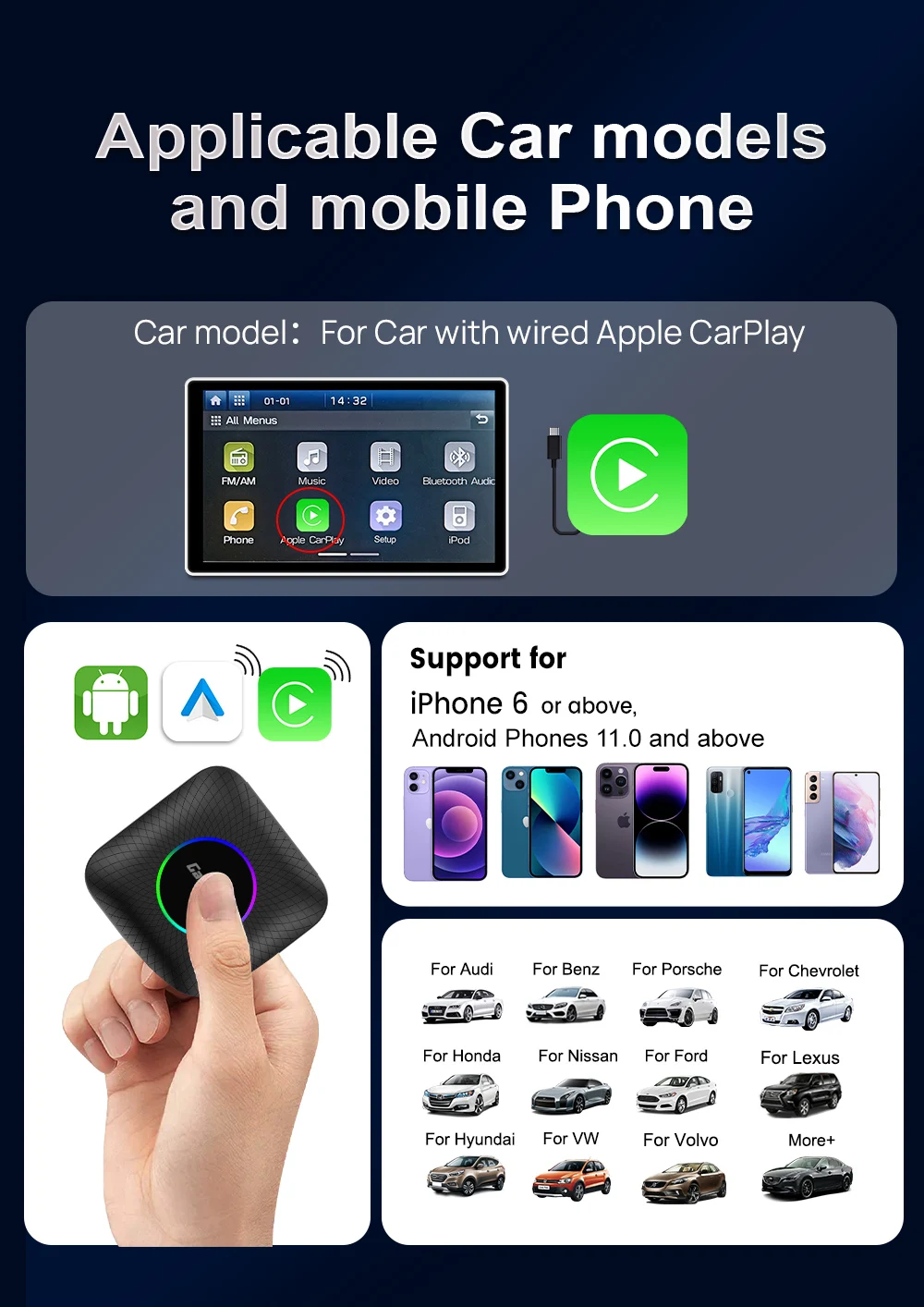 Carlinkit 8g+128gb Carplay Android Auto Stereo Box Car Adapter Ai Car ...