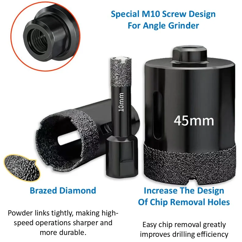 35mm High Quality M14 Diamond Core Vacuum Brazed Dry Porcelain Drill ...